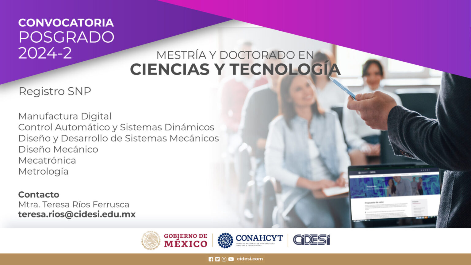 2da. Convocatoria 2024. Maestría y Doctorado. - CIDESI