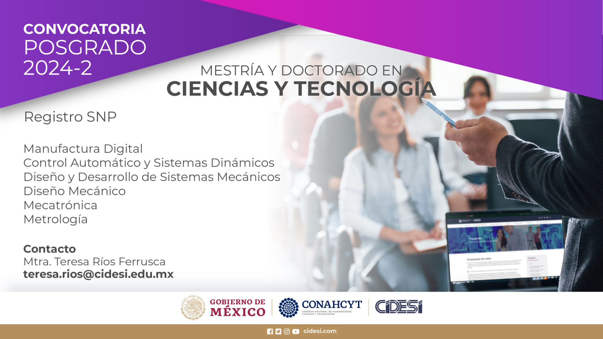 2da. Convocatoria 2024. Maestría y Doctorado. - CIDESI