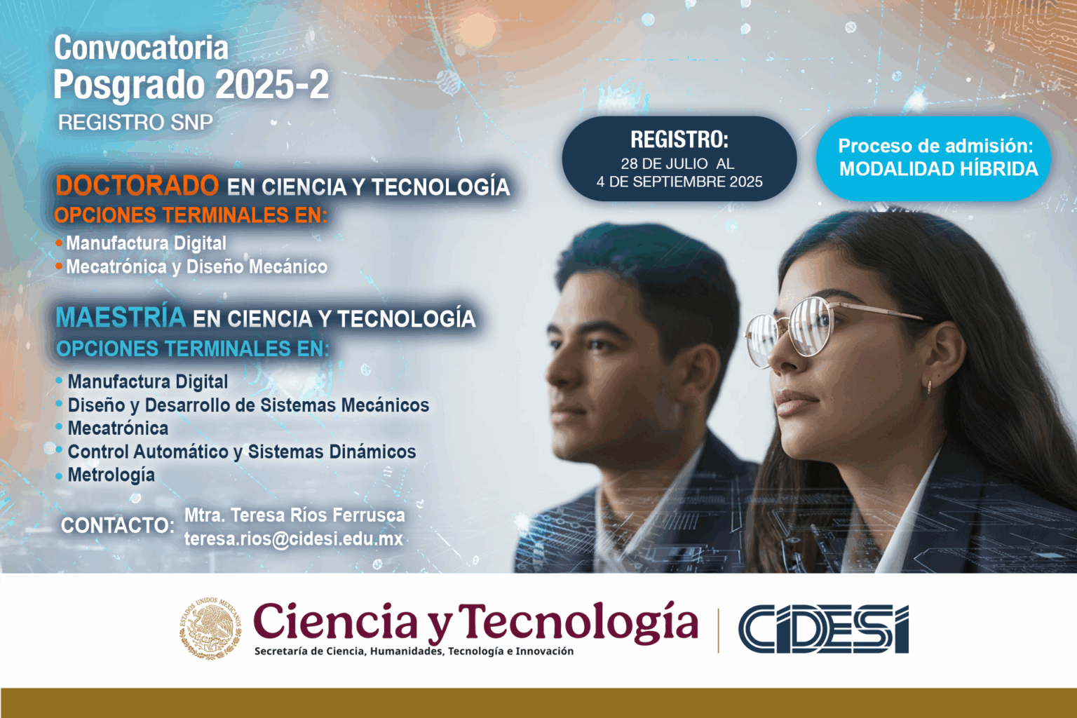 Convocatoria Abierta, Maestría y Doctorado 2025-2 - CIDESI